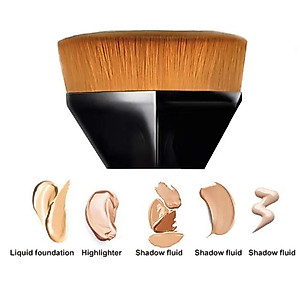 NECOLUCO Women's Foundation Makeup Brush Flat Kabuki Brush for Liquid, Cream and Mineral with Traval Case