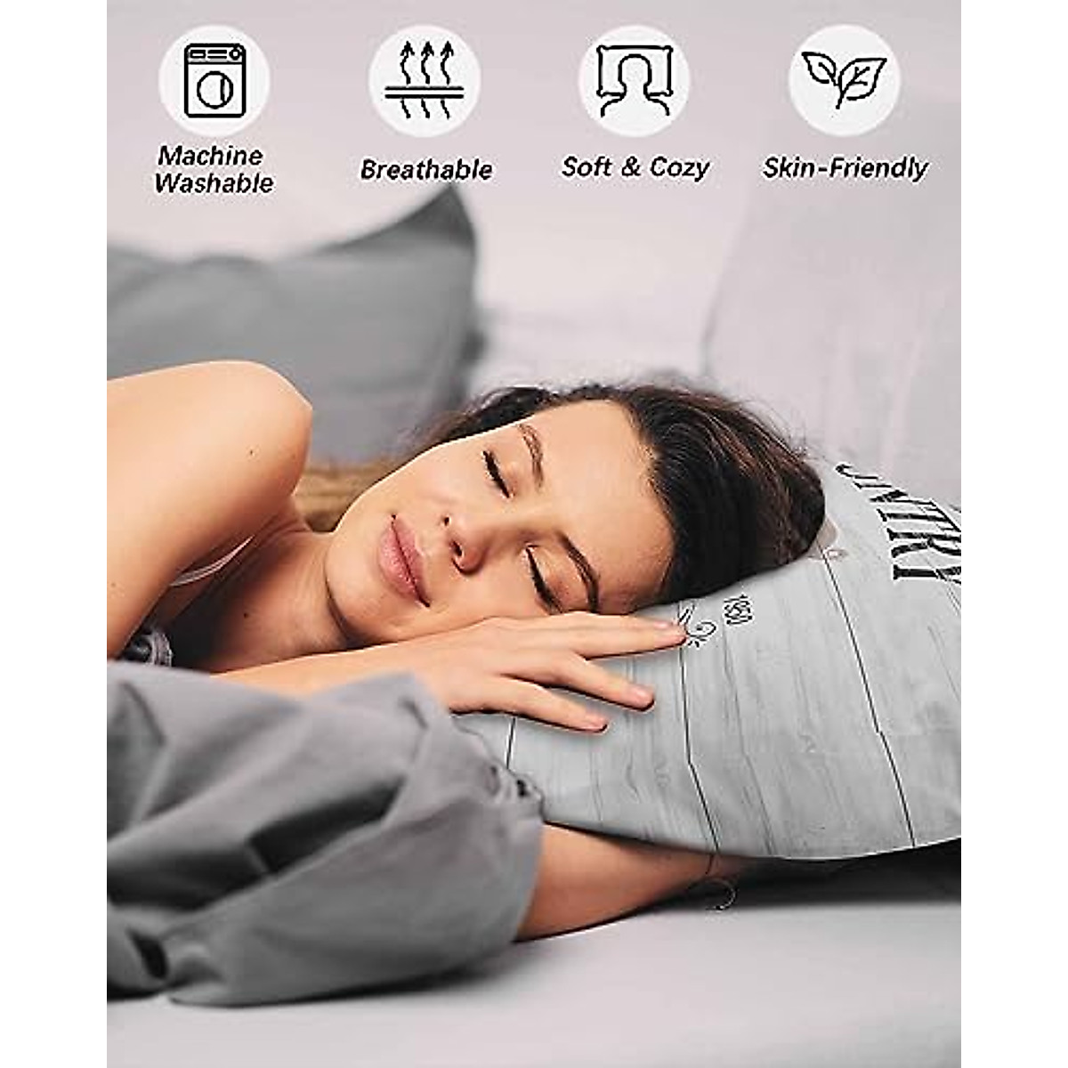 Edwiinsa Farmhouse Pig Pillow Covers Standard Size Set of 2 20x26 Bed Pillow, Farm Animals Rustic Oil Painting Wooden Plush Soft Comfort for Hair/Skin Cooling Pillowcases with Envelop Closure