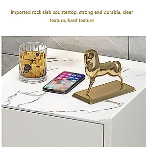 Narrow Bedside Table Modern Nightstand W/ 2 Wooden Drawer Solid Wood and Leather End Table Side Table Modern Bedside Cabinet for Apartment