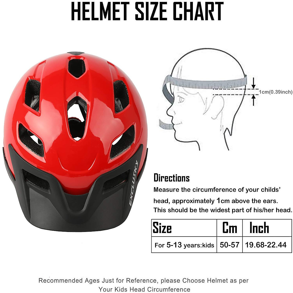 Kids Helmet, Exclusky Kids Bike Helmet Adjustable Safety Lightweight Children Bicycle Helmet for Kids Skating Cycling Scooter Boys and Girls Bicycle Helmets Ages 5-14
