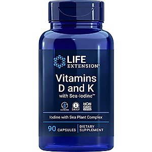 Life Extension Vitamins D and K with Sea-Iodine, 90 Capsules