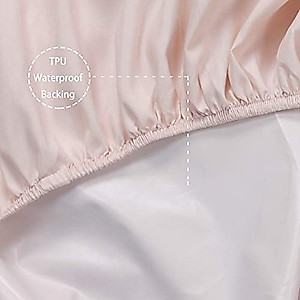 Belsden 3 Pack Soft Waterproof Crib Sheets, Wipeable Machine Washable Crib and Toddler Mattress Pad Cover, Fitted Microfiber Baby Girl Sheets Set, 28’’x 52’', Pink & Purple & Apricot