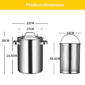 AIZYR Deep Frying Pot with Lid Stainless Steel High Soup Pot/Deep Fryer, Cooking Tools for Frying Chicken Spaghetti stewing Soup and French Fries