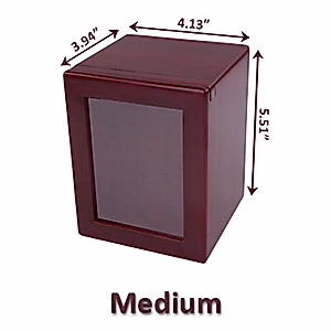 Pet Wood Urn, Pet Urn Peaceful Pet Memorial Keepsake Urn, Photo Box Pet Cremation Urn, Dog Urn, Cat Urn, Small Animal Urn (Medium)