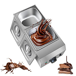 110V Chocolate Tempering Machine, 9 Lbs 2 Tanks Chocolate Melting Pot with TEMP Control，1000W Stainless Steel Electric Commercial Food Warmer For Chocolate/Milk/Cream Melting and Heating