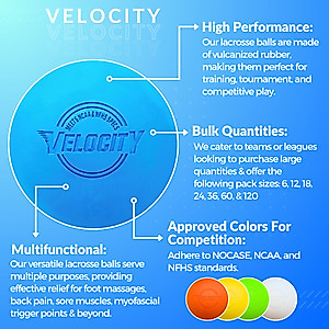 Velocity Massage Lacrosse Ball for Muscle Knots, Myofascial Release, Yoga & Trigger Point Therapy - Firm Rubber Scientifically Designed for Durability and Reliability - Light Blue, 1 Ball