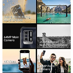 Rugged Smartphone OUKITEL WP17 Night Vision 64MP Triple Camera IP68 Waterproof NFC Phone,8GB+128GB 8300mAh Battery Android11 Dual 4G Global Bands Rugged Cell Phone,6.78‘’FHD+ Unlocked Mobile Phone