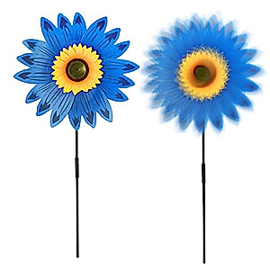 Yolyoo 6pcs Sunflower Lawn Pinwheels Wind Spinners Large Windmill Pinwheel for Garden,Yard, Party Outdoor Decor