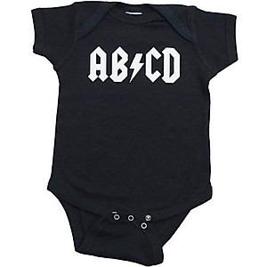 Ann Arbor T-shirt Co. Unisex Baby AB/CD Funny Infant Rock and Roll One Piece-12 Month Black
