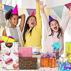 AnyDesign 10 Sheet Donut Wrapping Paper Sweet Treat Gift Wrap Paper Bulk Folded Flat Cupcake Candy Decorative DIY Art Craft Paper for Birthday Wedding Baby Shower Party Gift Decor, 19.7 x 27.6 Inch