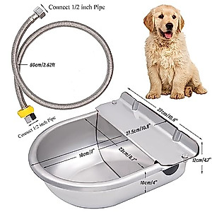 Stainless Steel Automatic Livestock Waterer Dog Water Bowl Feeder Water Dispenser Outdoor Horse Watering Trough Animal Drinking Tank for Dog Cow Cattle Horse Goat Pig Chicken Donkey