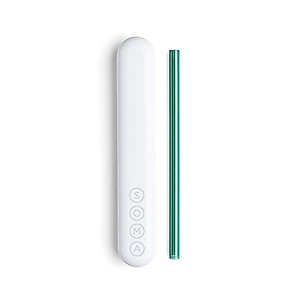 SOMA Glass Straw with Silicone Lined Travel Case and Cleaning Tool, 8-inch, Teal (501-13-01)