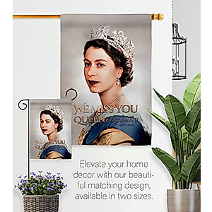 Queen Elizabeth II Flag We Miss You Garden Flag Set Wood Dowel Sweet Life Sympathy Remembrance Memorial Bereavement Love Support Emotion Postive House Banner Small Yard Gift Double-Sided, Made in USA