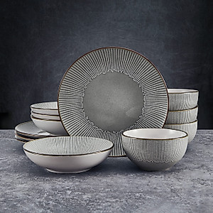Pfaltzgraff Arlie Gray 12 Piece Dinnerware Set, Service for 4, Gray