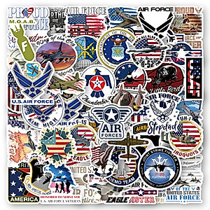Tanganan Air Force Stickers and Decals 50PCS Military Us Army Scrapbooking Supplies forTeens for Laptop,Bumper,Skateboard,Water Bottles,Computer,Phone,Stickers Kids Teens(Air Force) (tanganan-1)
