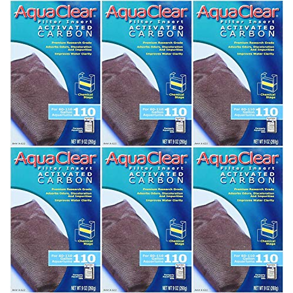 Hagen 6-Pack AquaClear 9-Ounce Activated Carbon Water Filter Insert for Aquarium