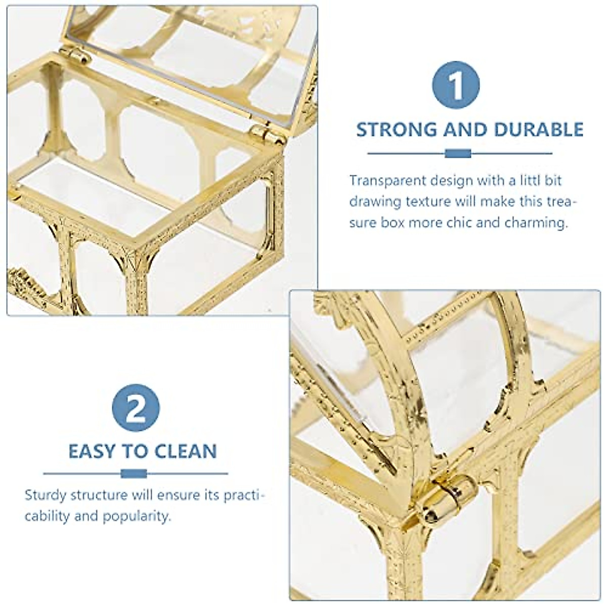 NUOBESTY Treasure Chest Pirate Keepsake Jewelry Box Small Transparent Vintage Decorative Metal Box for Kids Birthday Pirate Party Favors