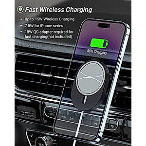 KALAPOP for MagSafe Car Charger Mount,Magnetic Car Wireless Charger Compatible with iPhone 14/14 Plus/14 Pro/14 Pro Max and iPhone 13/12 Series -Black