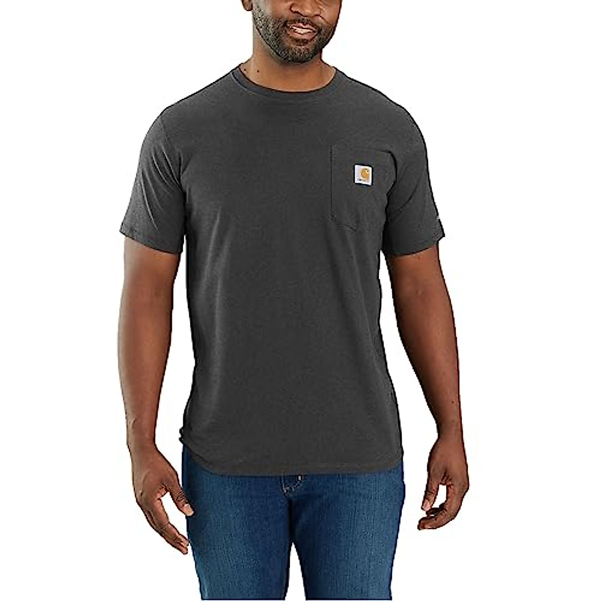 Carhartt Men's Force Relaxed Fit Midweight Short-Sleeve Pocket T-Shirt, Carbon Heather, Medium