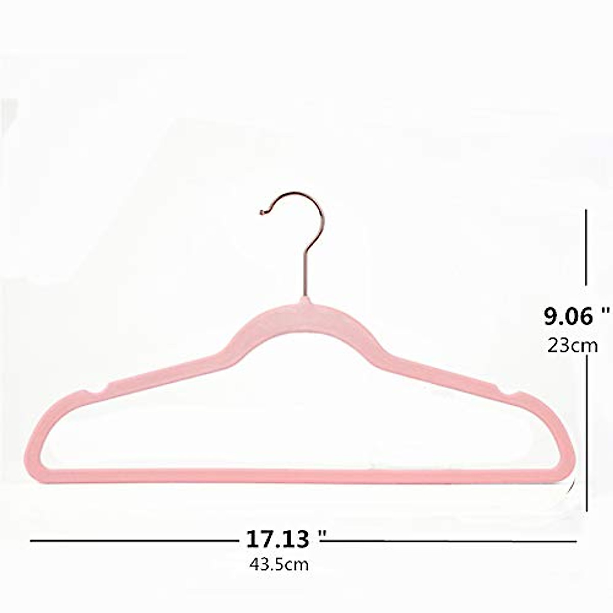 AREKUAEI Premium Blush Pink Velvet Hangers (Pack of 50) Heavyduty - Non Slip - Velvet Suit Hangers - Copper/Rose Gold Hooks,Space Saving Clothes Hangers