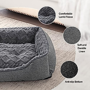 SHU UFANRO Small Dog Bed for Small Size Dogs, Washable Rectangle Durable Puppy Bed, Orthopedic Dog Sofa Bed, Soft Breathable Sleeping Pet Cuddler Beds for Indoor with Anti-Slip Bottom, Grey