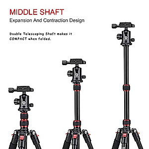 BONFOTO B690A Camera Tripod for Travel,Lightweight Aluminum Portable DSLR Tripod with 360 Degree Ball Head and Carry Bag, Camera Stand for Ring Light & Canon Nikon Sony DSLR