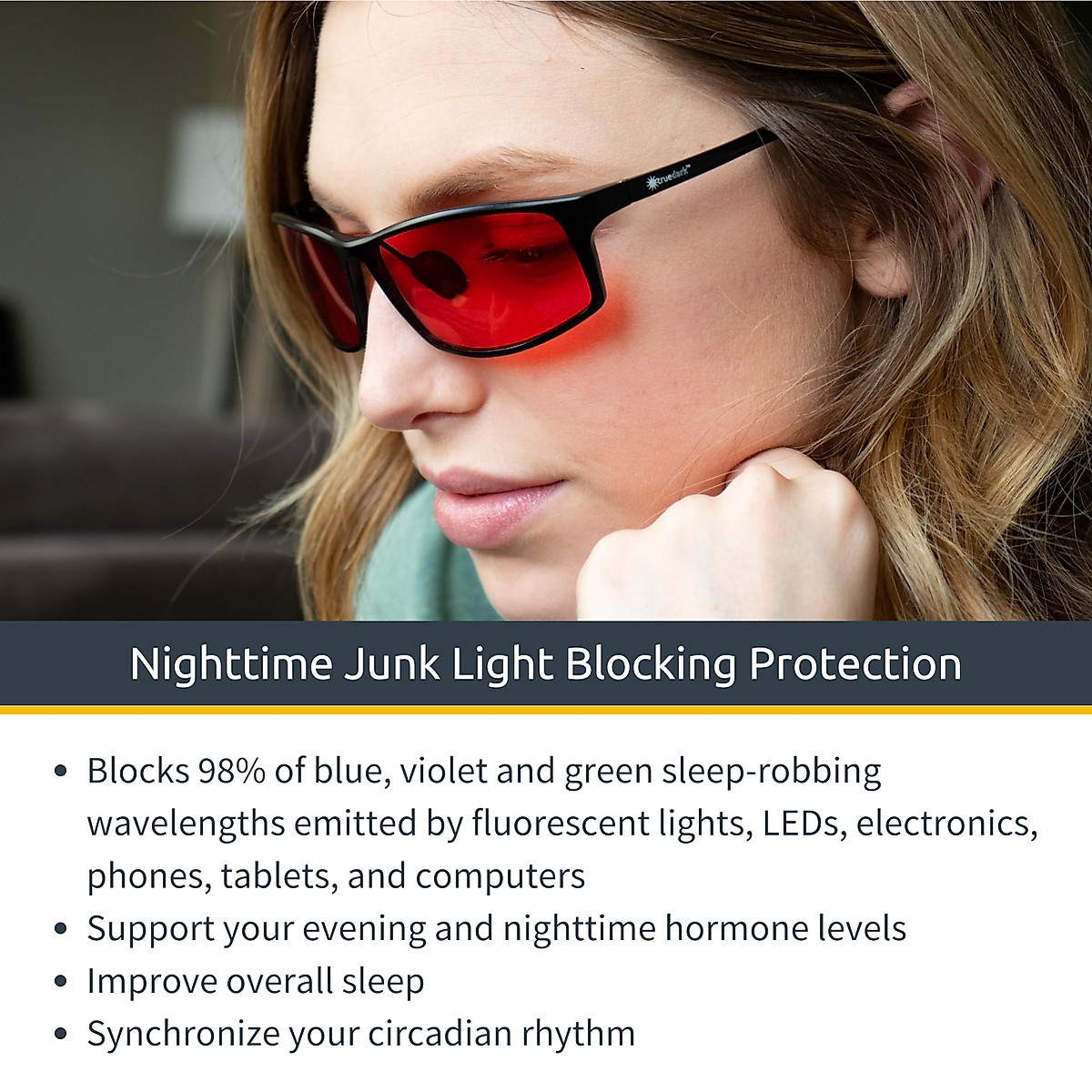 TrueDark Twilights Elite Blue Light Blocking Glasses to Reduce Eye Strain and UV Glare for Better Sleep - Men & Women, Computer Screen, Gaming, TV, Phone - by Dave Asprey