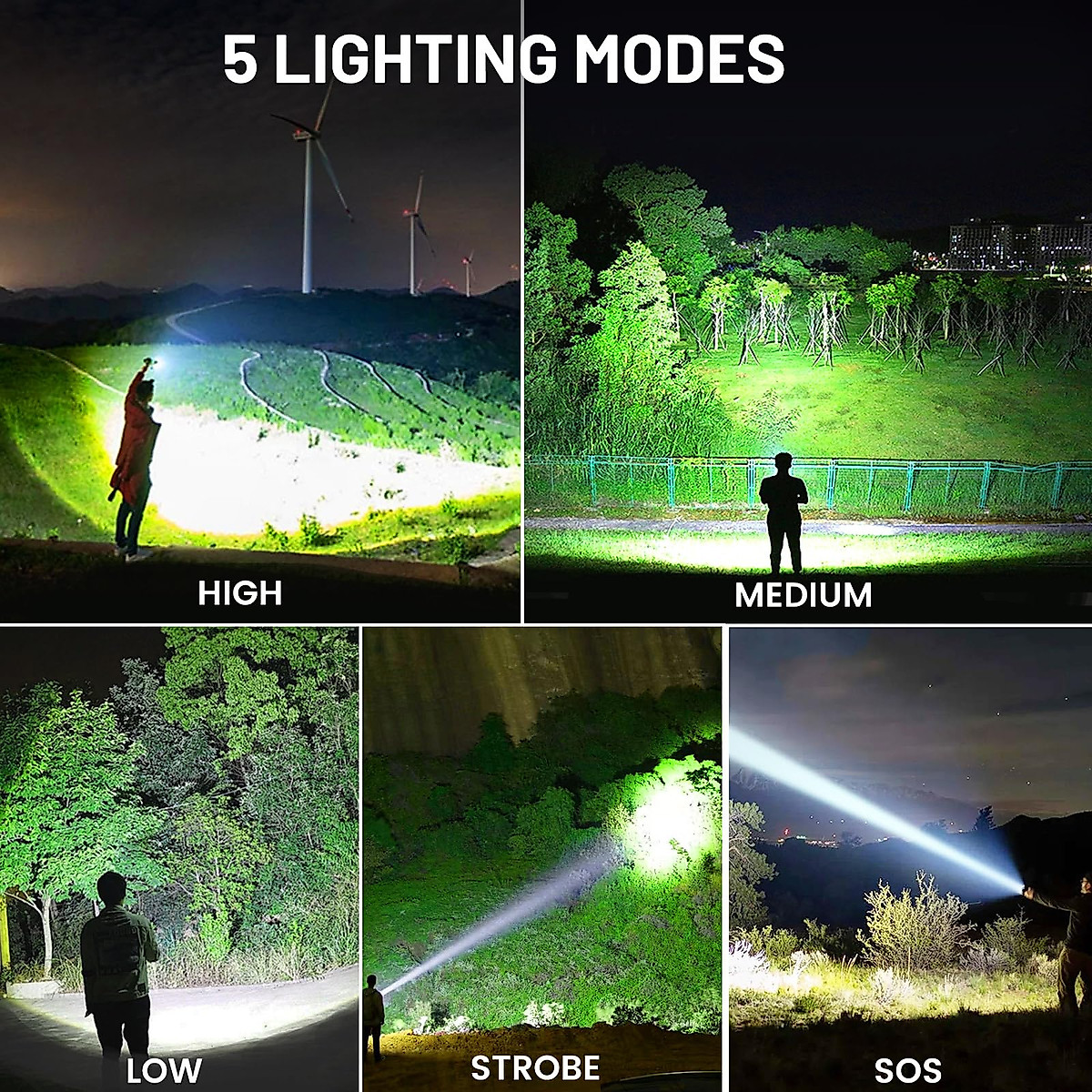 Lylting Rechargeable LED Flashlights High Lumens 2 Pack, 990,000 Lumen Super Bright Flashlight with USB Cable, 5 Modes Powerful Flashlight Waterproof Flash Light for Home Emergencies Camping