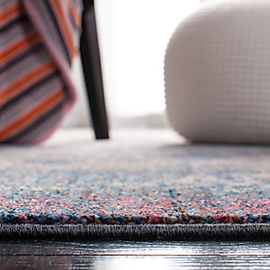 SAFAVIEH Monray Collection Accent Rug - 3' x 5', Blue & Multi, Modern Abstract Distressed Design, Non-Shedding & Easy Care, Ideal for High Traffic Areas in Entryway, Living Room, Bedroom (MNY651E)