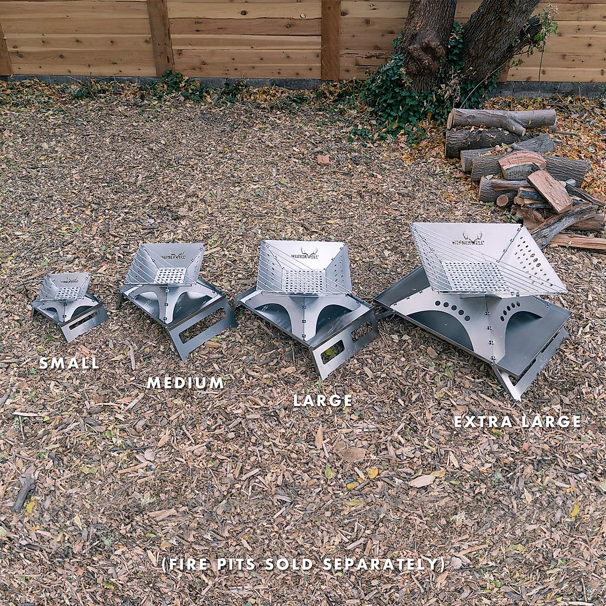 Winnerwell Accessory Table for Flatfold Fire Pit - Large | Portable Stainless Steel Accessory Table for Fire Pan and Camping