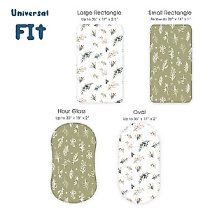 Stretchy Ultra Soft Fitted Bassinet Sheets Set 2 Pack, Cradle Sheet Universal Fit for Rectangle, Oval or Hourglass Bassinet Pad/Mattress Safe and Snug, Stylish Watercolor Flora and Olive