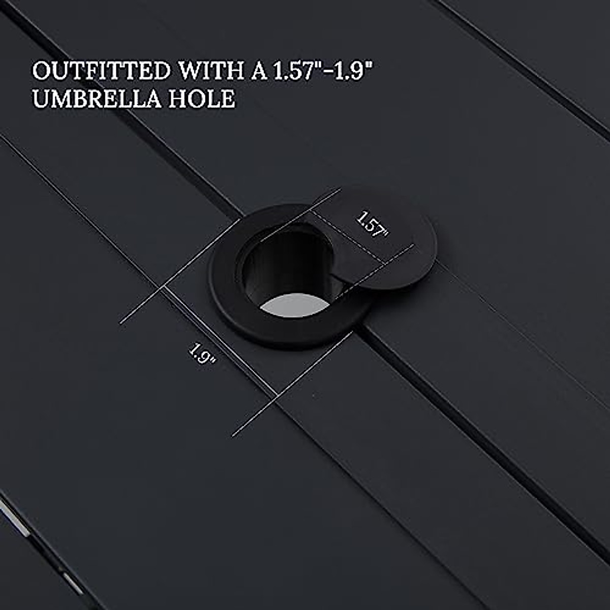 DIFY Rectangle Outdoor Dining Table for 6, 59"x 38" Patio Dining Table with Umbrella Hole, All Weather Outdoor Table for Lawn Garden, Black