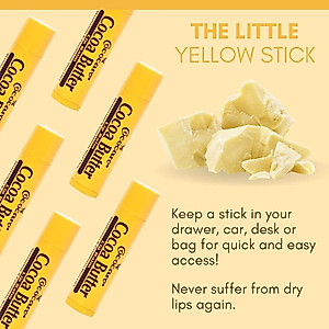 Cococare Cocoa Butter Lip Balm - The Little Yellow Stick - Conditions & Protects Lips with Hydrating Formula - Light Scent of Cocoa Butter - 0.15oz (10 Sticks)