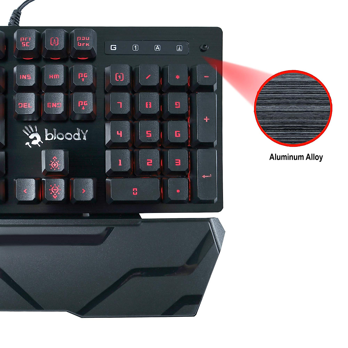 BLOODY B380 Light Strike 8 Key Optical Membrane Gaming Keyboard | Full RGB LED Backlit Keyboard | Smooth & Linear Quite Keys | Ergonomic Detachable Wrist Rest Design | LK Optical Gaming Series