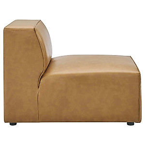 Modway Mingle Vegan Leather Sectional Sofa Armless Chair in Tan