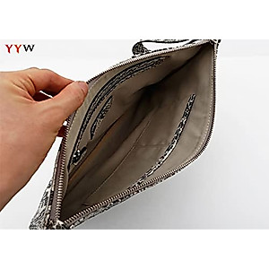 Envelope Clutch Purse for Women Handbags Snakeskin Pattern Evening Clutch Bag for Daily Use Wedding Cocktail Party Travel (Light grey)