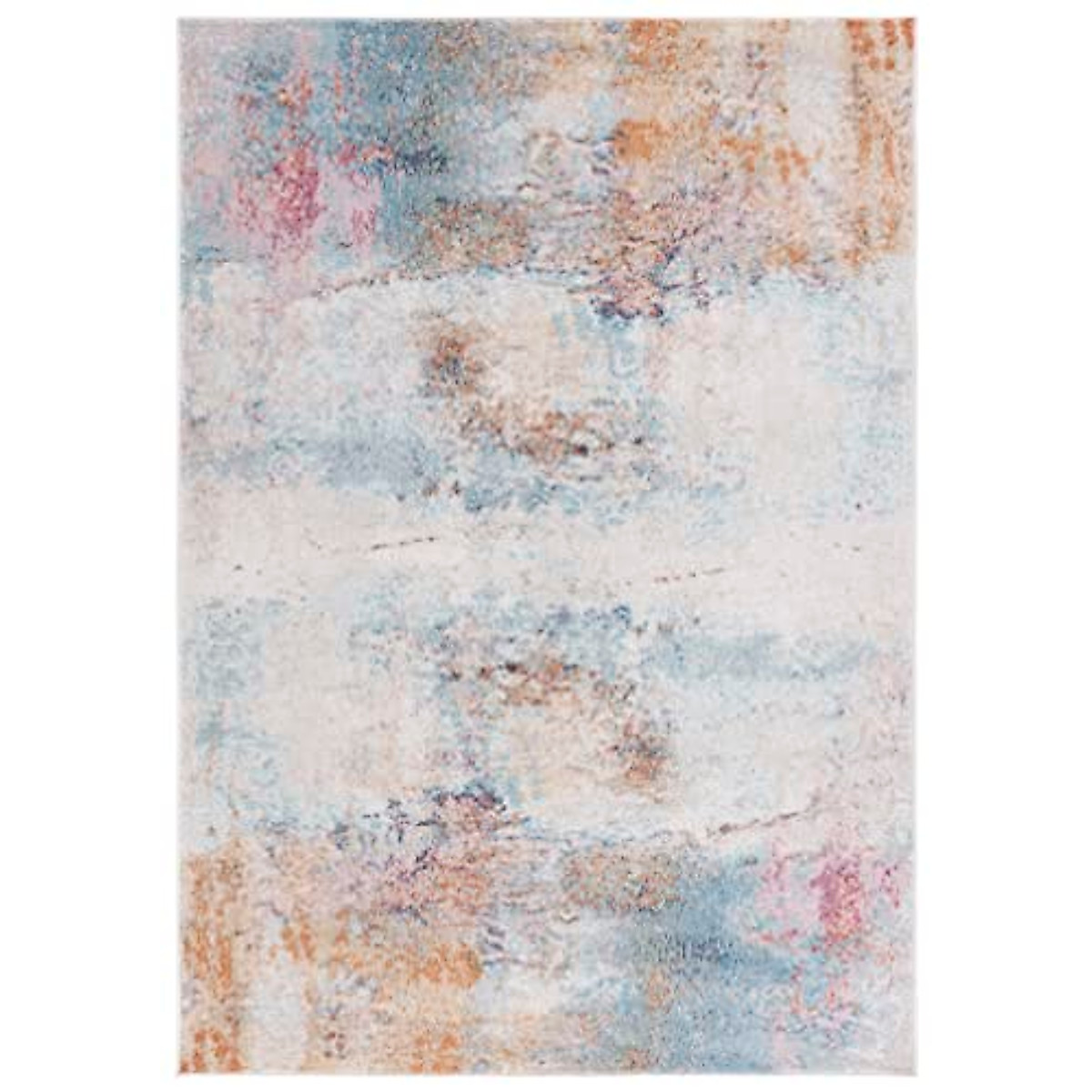 Safavieh Phoenix Collection 8' x 10' Aqua/Gold Rose PHX506J Modern Contemporary Abstract Non-Shedding Area Rug
