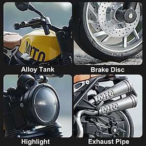 Gilumza Pull Back Motorcycle Toys, Tiny Gift with Music Lighting, Latte Motorcycles Toy for Kids Boys Age 3-8 Year Old (Silver)