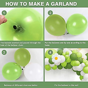 Ipalmay Daisy Balloon Arch Kit for Girls Party Decorations, Flower Theme Green White Balloons Garland for Baby Shower Bridal Shower Graduation Jungle Birthday Party Summer Wedding Photography Props