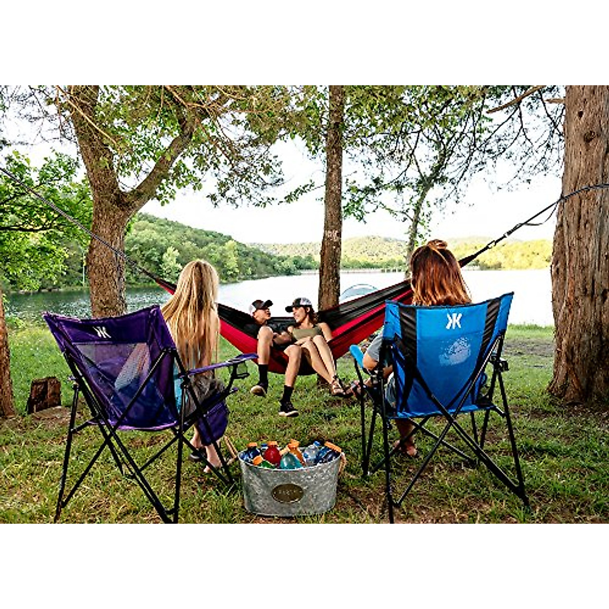 Kijaro Dual Lock Portable Camping Chairs - Enjoy the Outdoors with a Versatile Folding Chair, Sports Chair, Outdoor Chair & Lawn Chair - Dual Lock Feature Locks Position - Maldives Blue