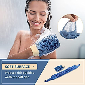 Back Scrubber for Shower.Loofah Eexfoliating.Back Cleaner and Bath Gloves with Soft and Loofah Surface for Men and Women.Durable.Easy Clean and Dry. (Light Blue)