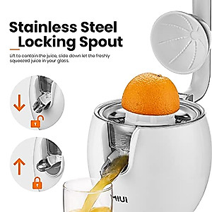 MIUI Citrus Juicer - Electric Orange Juice Squeezer 650W Powerful Motor-Stainless Steel Cup Body Easy to Clean, Juicer Machine Maker for Lemon Grapefruits (White)