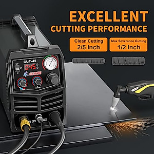 GZ GUOZHI Plasma Cutter, 45 Amp Air Inverter Plasma Cutter, 110V/220V Dual Voltage Digital Display IGBT Inverter Plasma Cutting Machine with 2T/4T/TEST, Automatic Drainage System