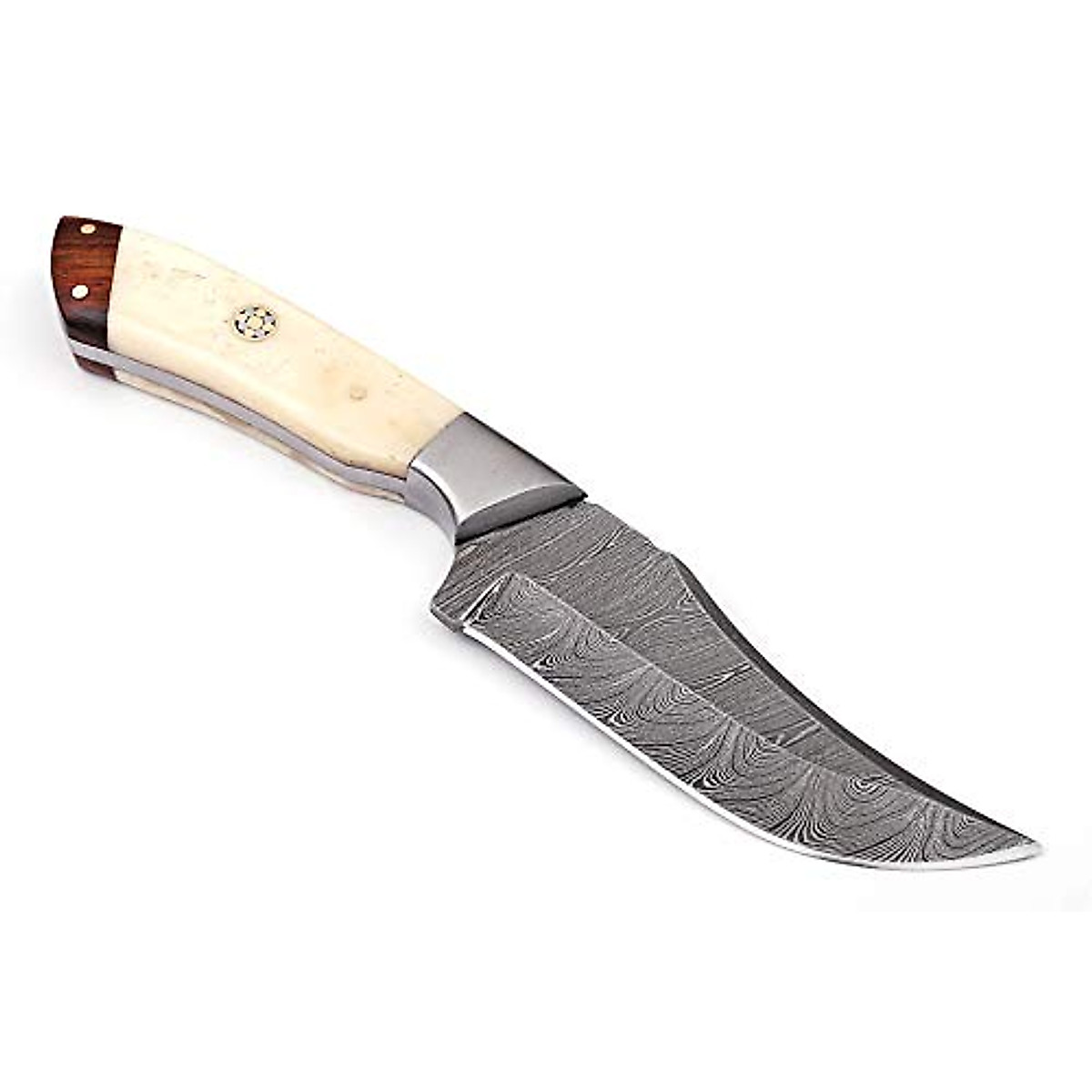 Bushcraft Knife- Handmade Hunting Knife Skinning Knife Camping Knife Overall 8'' Damascus Steel Fixed Blade Knives Best Edc Knife Bone Handle With Sheath