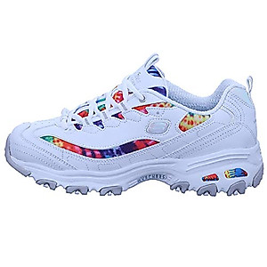Skechers Women's D'Lites-Summer Fiesta Sneaker, White Multi, 5 M US
