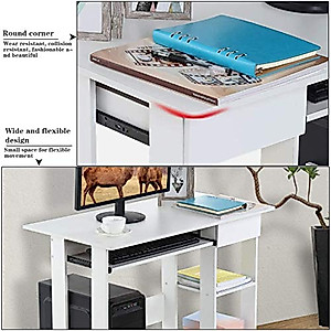 PP Modern Computer Desk with Storage Shelves Study PC Laptop for Small Spaces Save Your Place Office Writing Computer Desks Good Design Award