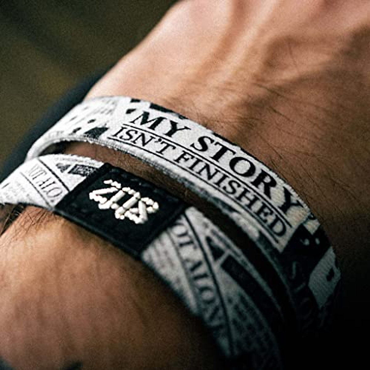 ZOX Bracelets — My Story Isn't Finished | Stretchy Elastic Band with Motivational Affirmations and Beautiful Artwork, Great Gift for Men, Women, and Kids (Medium)