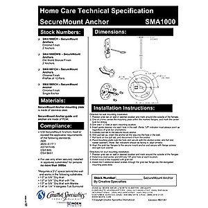 Moen SMA1015CH Home Care SecureMount Stainless Steel Bath Safety Wall Anchor, Chrome