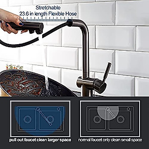 ALPHAUCET Kitchen Sink Faucet with Magnetic Docking, Commercial Modern Faucet & Kitchen Sink Faucet, L Shaped Single Handle Kitchen Faucet with Pull Out Spray Low Profile Faucet for Kitchen Sink