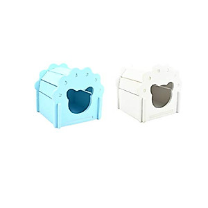 balacoo Hamster Wooden Hideout House Guinea Pig DIY Hideaway Hut Exercise and Climbing Toys for Bunny,Ferrets Chinchillas 2Pcs
